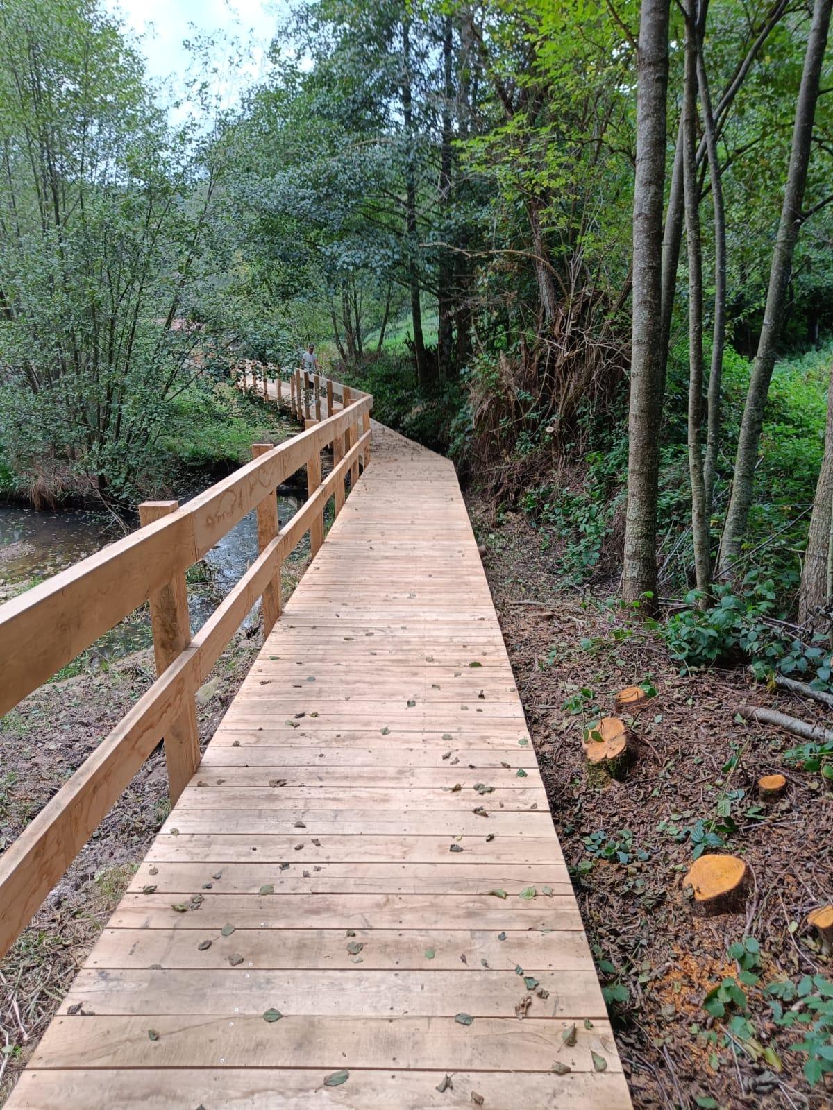 Cheminement bois sur pilotis - Doizieux (42) par Dynamique Environnement